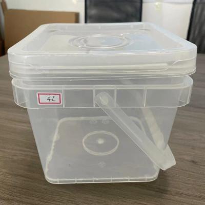 China Yellow Plastic Bucket 1-20L Transparent Square Pail with Lid Silk Screen Print for sale