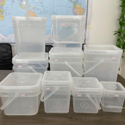 Cina Certificato GAP/ISO/FDA, secchio di plastica quadrato trasparente da 5L con copertura personalizzata in vendita