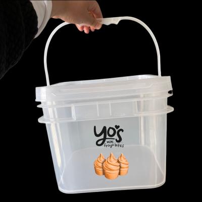 China Polypropylene Square Transparent Plastic Bucket with Printed Thickness 1.0 to 2.5 MM for sale
