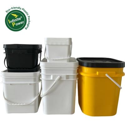 China Recycle Customize 15L Plastic Bucket With Lid and Strong Pail with Metal Handle for sale