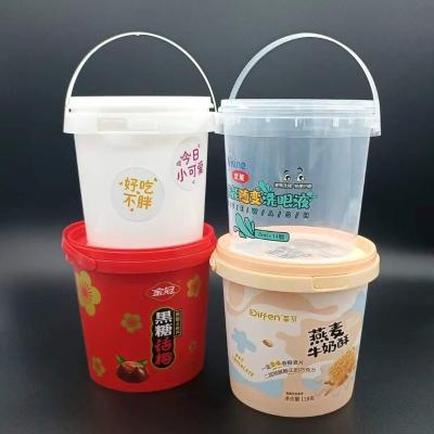 China 1L 2L 4L 5L Round Plastic Bucket Rectangle Bucket with Lid Custom LOGO Printing Pail for sale