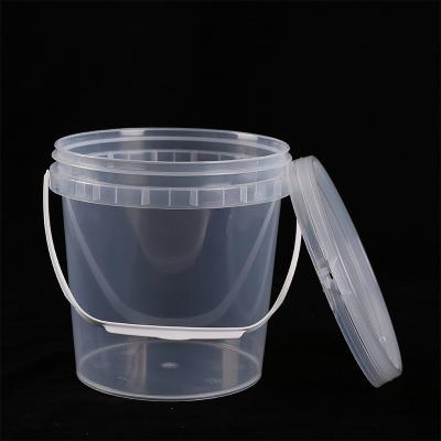 Cina 500 ml 1500 ml secchio rotondo di plastica con coperchio a tenuta stagna secchio trasparente e industriale in vendita