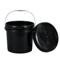 China Round 10 Liter Black Plastic Bucket Designed for Polypropylene Paint Packaging Solutions for sale