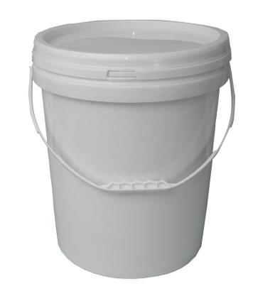 China 20L 25L balde de plástico de forma redonda com tampa para cimento em pó de mastigação e tinta emulsão à venda