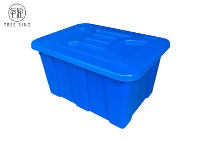China C614l  Stackable Blue Plastic Storage Boxes With Lids / Cover  670 * 490 * 390 Mm for sale
