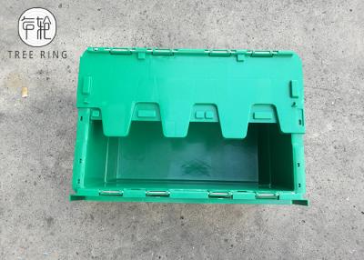 China Recycled Green Plastic Storage Boxes With Lids Hinged , Attached Lids Container 500 X 330 X 236mm for sale