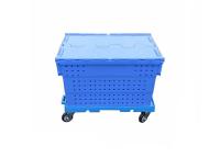 China Recycled Green Plastic Storage Boxes With Lids Hinged  Attached Lids Container for sale