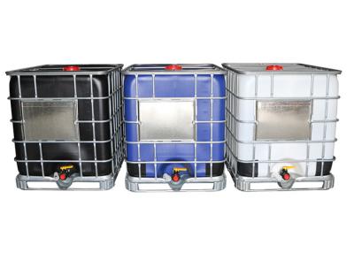 China Black Plastic Tote Ibc Tank Container 275 Gallon With Steel Pallet UN Approved for sale