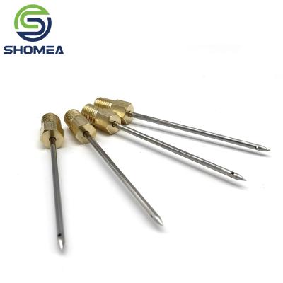 China Customized gold plated brass metal base stainless steel pencil tip needle with side hole for sale