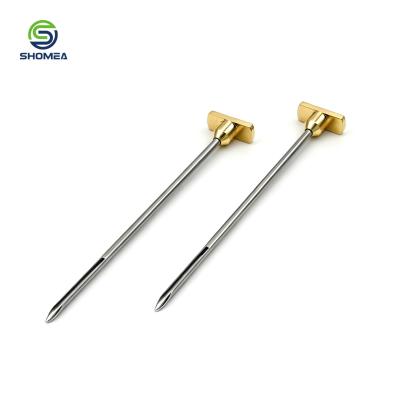 China Customized 0.6-1.2mm Gold Plated Base Slotted Needle with Single Bevel Tip for sale
