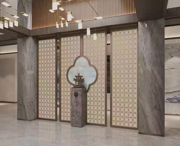 Quality 304 Grade Stainless Steel Screen Partition Laser Cut Geometric Patterns Metal Room Divider for sale
