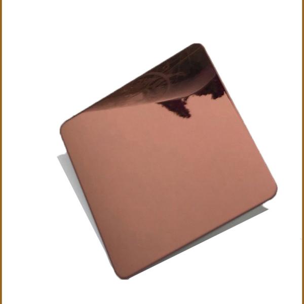 Quality High Gloss Rose Gold Stainless Steel Sheet Mirror Surface For Furniture Trim / Wall Panels for sale