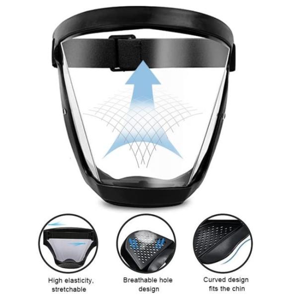 Black Full Face Protective Face Shield Clear Anti Fog Face Shield High Definition