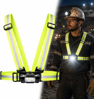 China IPX4 Waterproof Chest-Mount Work Light with Dual-Light Source and Reflective Strap for Hands-Free Night Work for sale