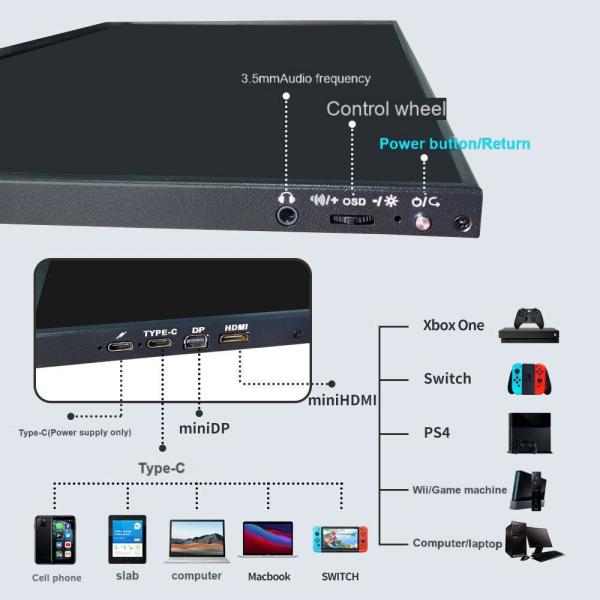 Quality 1920x1080 Portable LCD Screen 17.3 Inch Portable Monitor For Laptop for sale