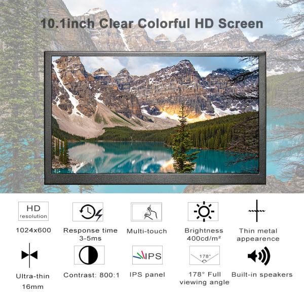Quality 10.1 Inch Portable LCD Monitor 1024x600 Capacitive Touch Screen Monitor 300 Cd for sale
