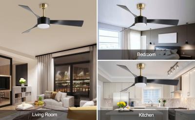 China Smart Energy Saving 52 Inch Ceiling Fan Lighting In Black for sale