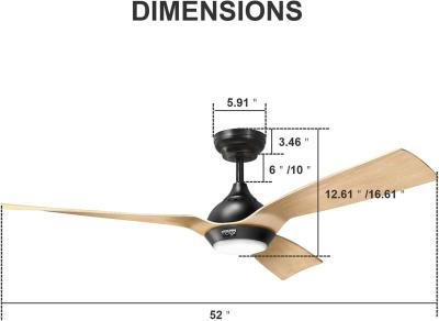China 52 Inch Ceiling Fan Streamlined Design Outdoor Downrod Mount Ceiling Fan With Light for sale
