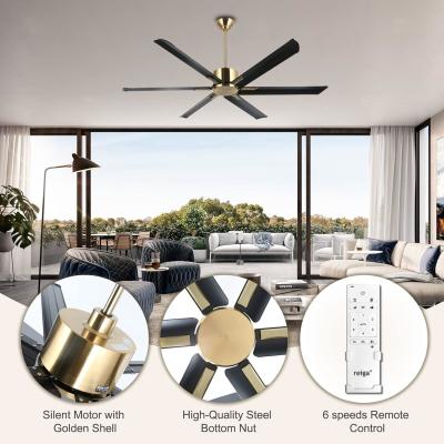 China 72-Inch Smart Ceiling Fan with Lights in Black/White/Gold Finish for sale