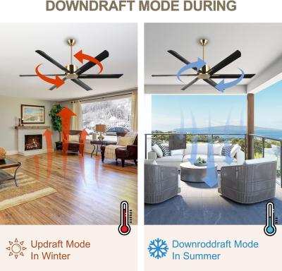 China 72-Inch Smart Ceiling Fan with Lights in Black/White/Gold Finish for sale
