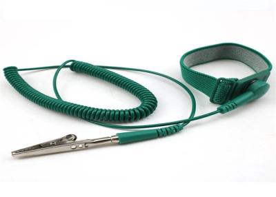 Cina Anti linea statica verde della cinghia di polso PVC/PU che collega la fabbrica a massa conduttiva di elettronica del cavo in vendita