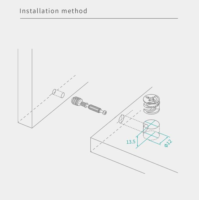 Close-up view of furniture cam fitting mechanism