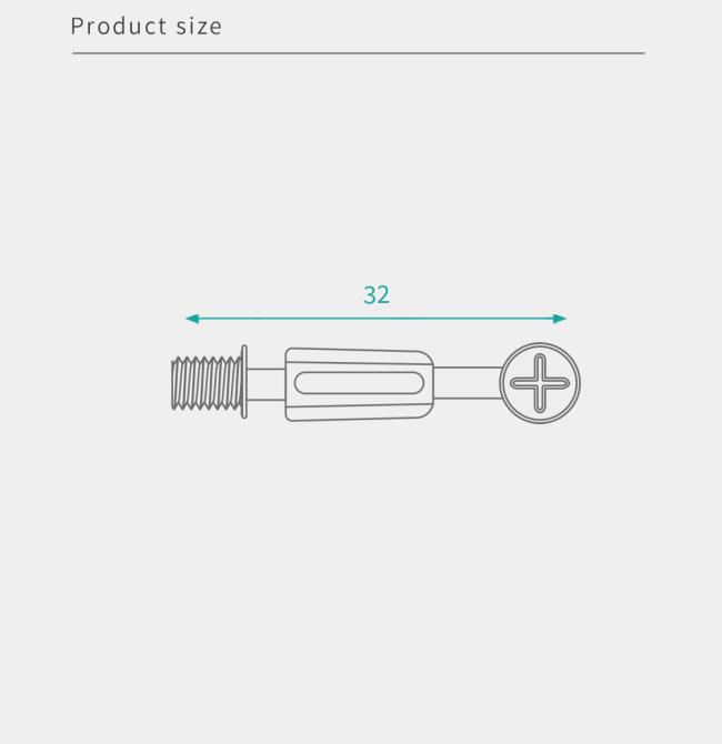 Steel Minifix Cam Bolt side profile showing 3D twisted texture