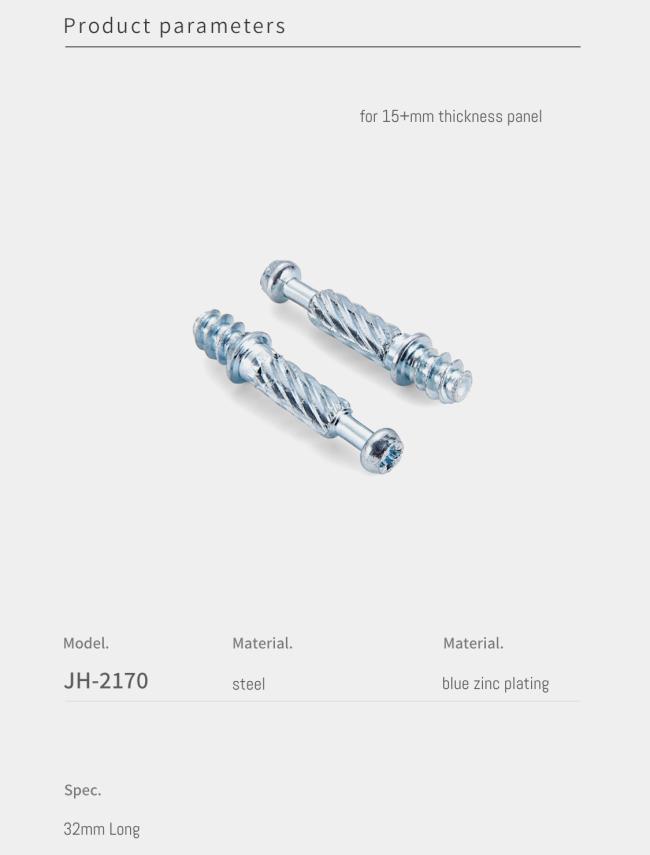 Minifix Spreading Bolts installed in furniture panel