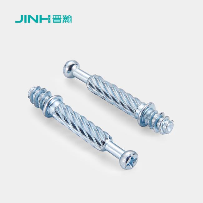 JINHAN Minifix Spreading Bolts - front view showing blue zinc plating