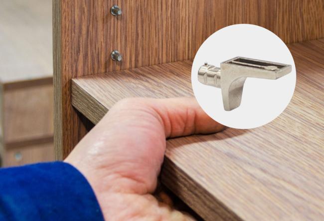 Detailed view of zinc alloy shelf peg construction