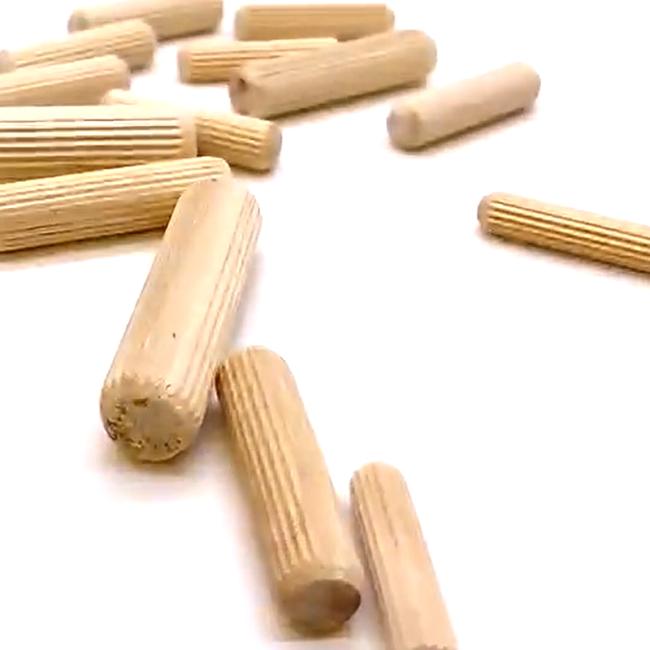 Wooden dowel pins used in furniture assembly application
