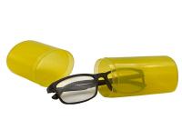 China Custom PP Plastic Eyeglasses Case 155x70x50mm Translucent Yellow Protective Glasses Box for sale
