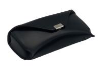China Black Large Folding Hard Leather Glasses Case 168x74x47mm with Button for sale