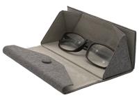 China Grey Magnetic Closure Folding Triangle Sunglasses Case 164x68x65mm PU Leather for sale