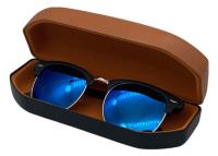 China Hard Metal Sunglasses Case 165x59x63mm Leather Eyewear Box Custom Logo for sale