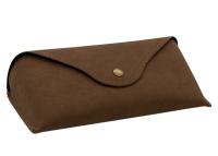 China Custom Logo Soft Leather Spectacle Case 169x73x44mm Metal Button Closure Sunglasses Bag for sale