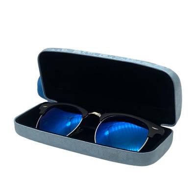 Cina Gli occhiali porpora bluastri che imballano il caso di Sunglass della copertura superiore di 155MM hanno impresso Logo Metal Glasses Case in vendita