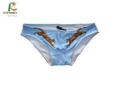 China Light Blue Sublimation Mens Swim Brief , Mens Sexy Bikini Swimwear for sale