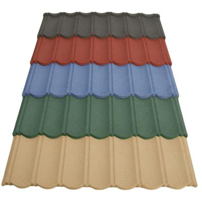 China Color Stone Coated Metal Roof Tiles for Building in Nigeria 2.7kg/pcs 0.4mm Aluzinc Roofing Sheets 1340mm*420mm for sale