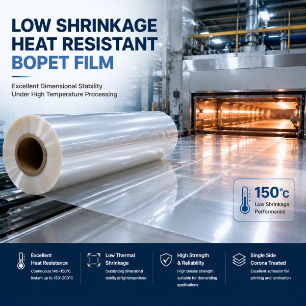 Quality Low Shrinkage Heat Resistant BOPET Film 12-36um Thermal Stability Base Film High Temperature Processing for sale