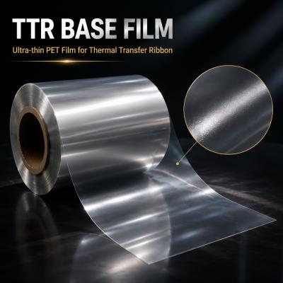 China Smooth Surface Uniform Thickness BOPET TTR Base Film for Thermal Transfer Ribbon Coating for sale