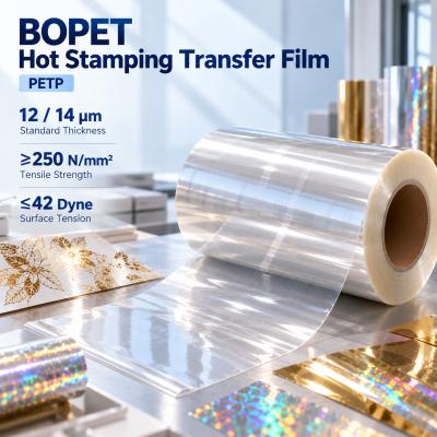 China Hot Stamping Transfer Film BOPET Metallized Foil 12-25 Micron Roll for Plastic Packaging Decoration for sale