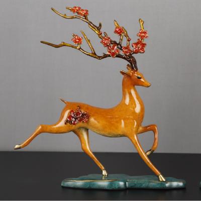 China Chinese Style Copper Deer Ornament Animal Sculpture 290mm for sale