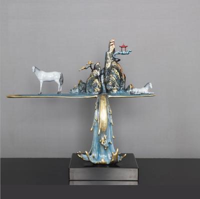 China Vintage Style Bronze Ornament With High Mountain And Flowing Water Landscape Design In 59*24*52cm Dimensions for sale