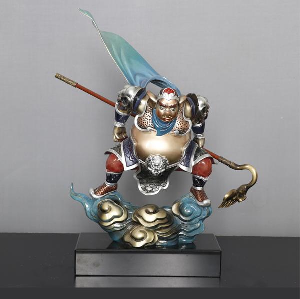 Quality Colorful Tianpeng Marshal Journey To The West Bronze Ornament with Polished Finish 52*28*58cm Dimensions and Vintage Style for sale