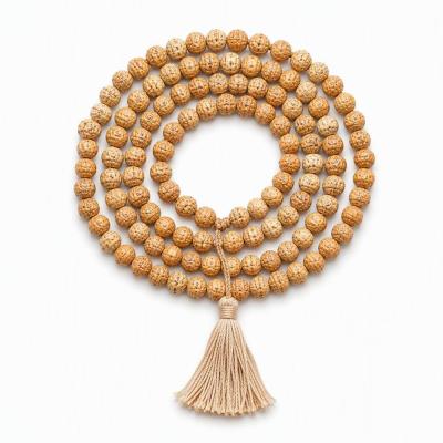 China Natural Bodhi Seed 108 Mala Prayer Beads with Cotton Tassel 8mm for sale