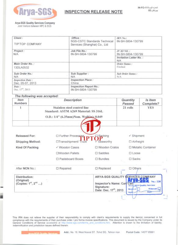 SGS Test Report - Xi'an Tiptop Machinery Co.,Ltd
