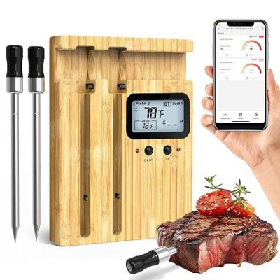 China Lange Reichweite 165ft Tuya App Remote Smart Bbq Kochthermometer Bluetooth 5.0 Wireless Doppelnadel Fleischthermometer zu verkaufen