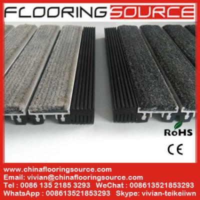 China Architectural Building Entrance Matting Aluminum Entance Carpeting Aluminum Frame Carpet Rubber Infills Black Grey for sale
