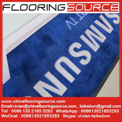 China Personalized printed logo mat entrance door mat nylon fiber anti-slip rubber backing Inject Printing indoor and outdoor for sale